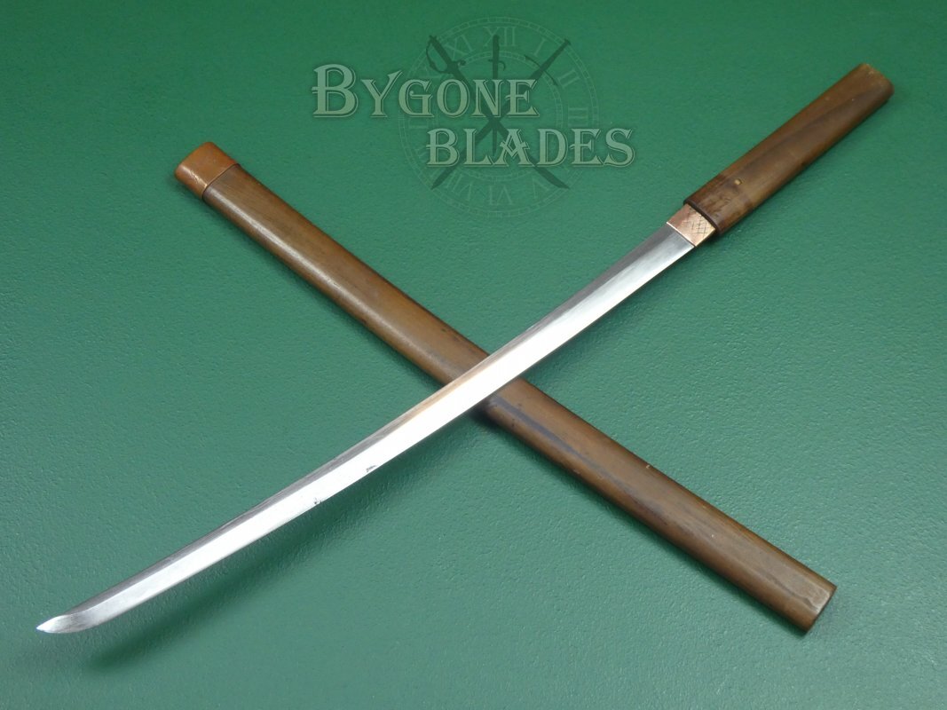 Japanese Long Wakizashi. Gunome Midare Hamon. Signed Tang. Unusual ...