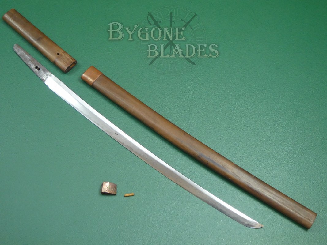 Japanese Long Wakizashi. Gunome Midare Hamon. Signed Tang. Unusual ...